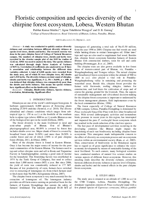 (PDF) Floristic composition and species diversity of the chirpine ...
