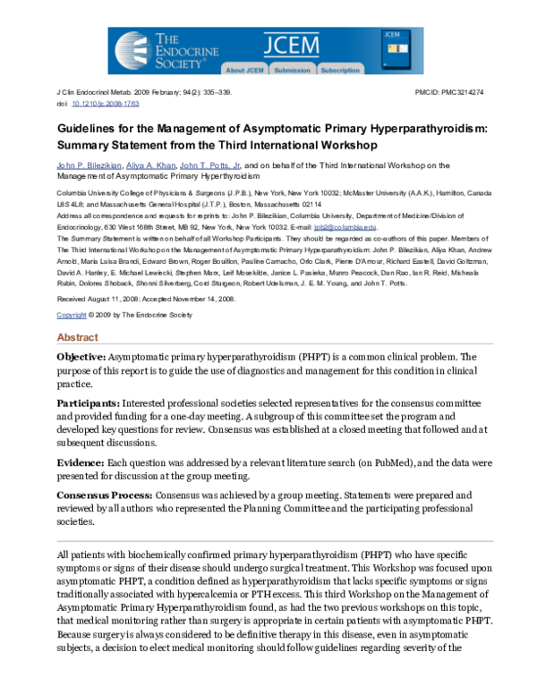 (PDF) Guidelines for the Management of Asymptomatic Primary ...
