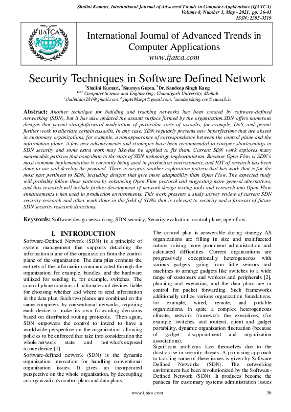 (PDF) Security Techniques in Software Defined Network