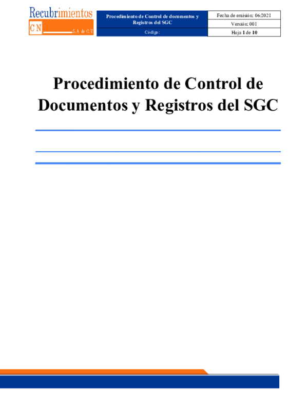 (DOC) Procedimiento de control de documentos y registros galva cn-jst