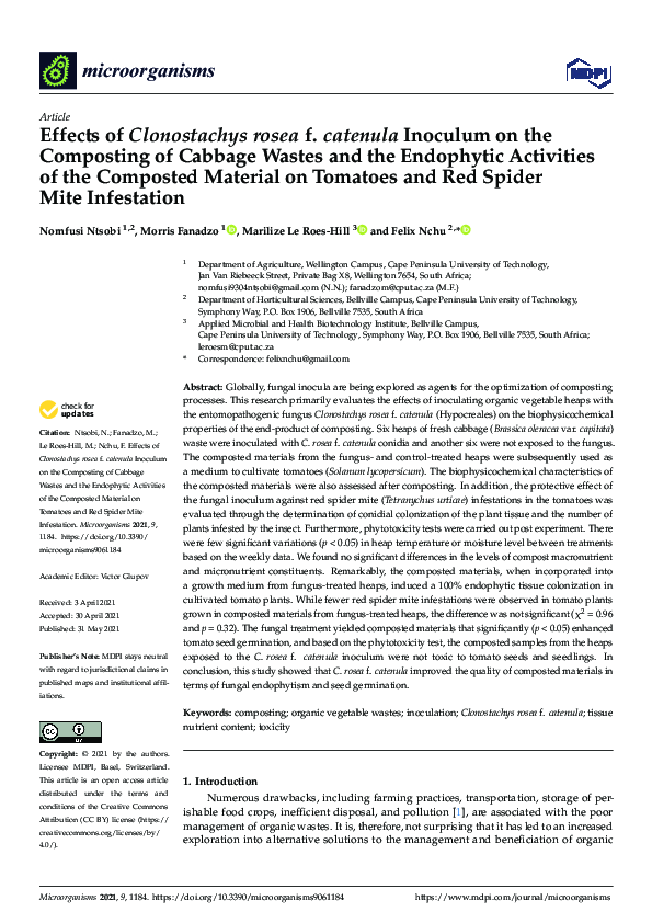 (PDF) Effects of Clonostachys rosea f. catenula Inoculum on the ...