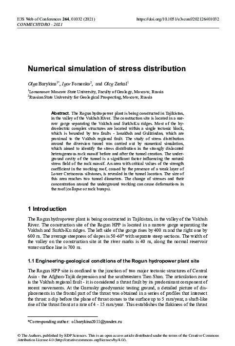 (PDF) Numerical simulation of stress distribution