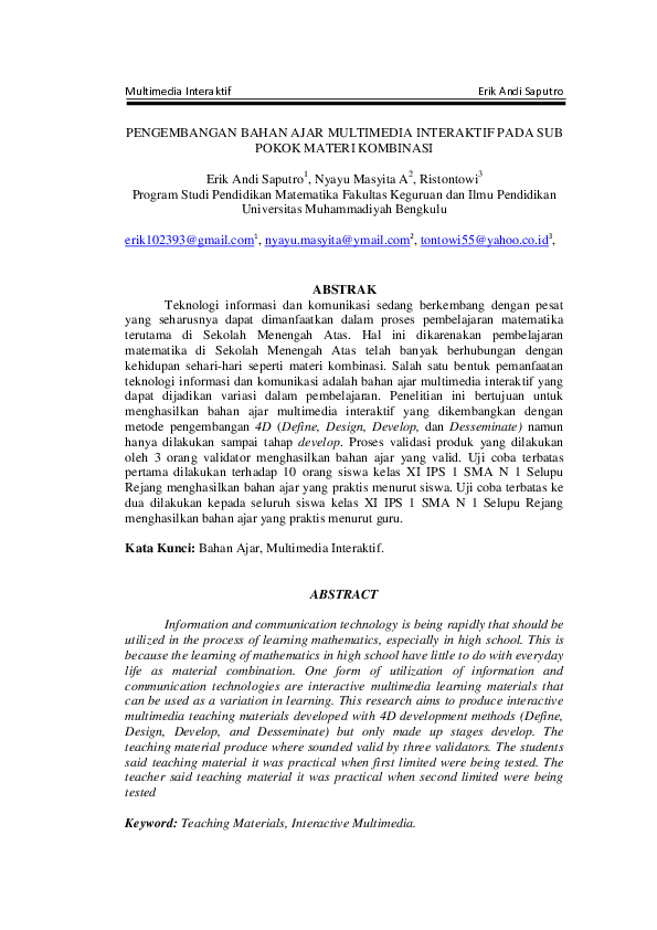 (PDF) Pengembangan Bahan Ajar Berbasis Multimedia Interaktif