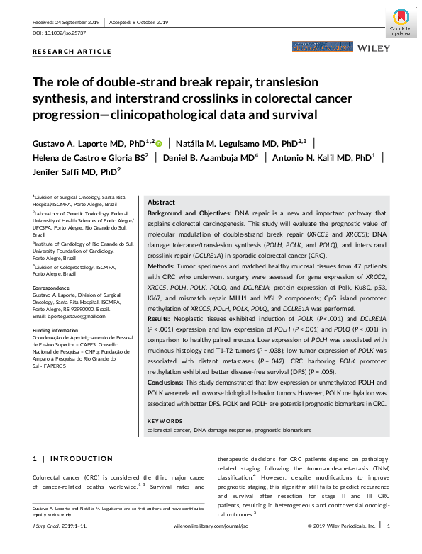 (PDF) The role of double-strand break repair, translesion synthesis ...