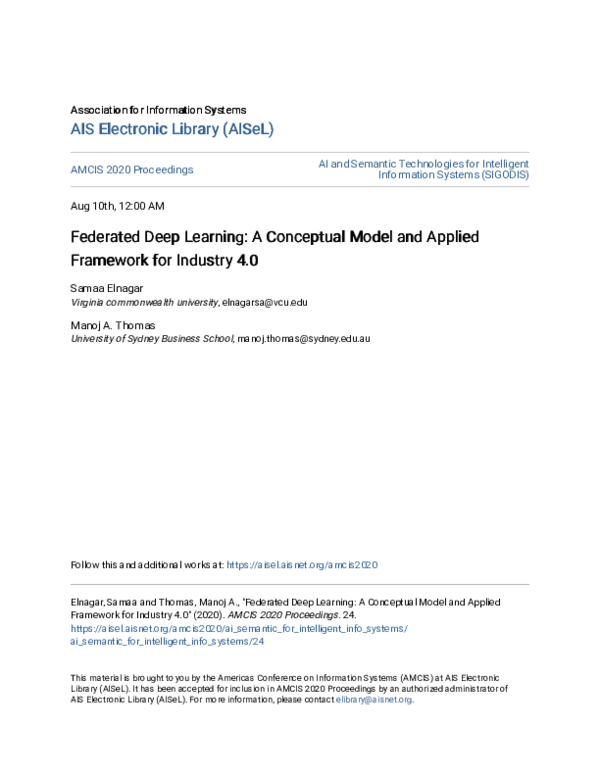 (PDF) Federated Deep Learning: A Conceptual Model and Applied Framework ...