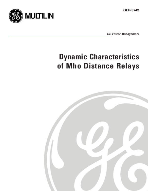 (PDF) DYNAMIC CHARACTERISTICS OF MHO RELAY GE