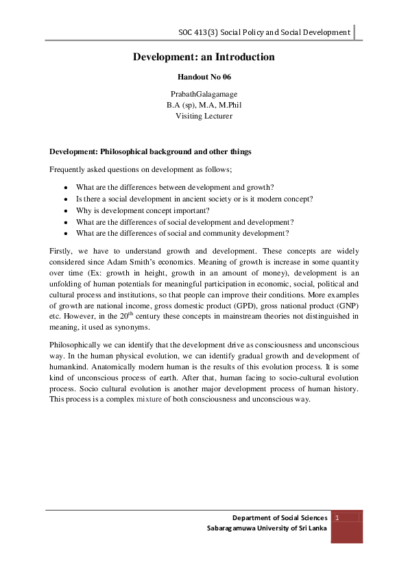 (PDF) Development: an Introduction Handout