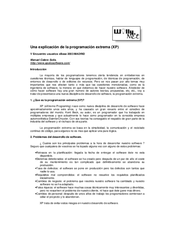 (PDF) Explicación de la programación extrema