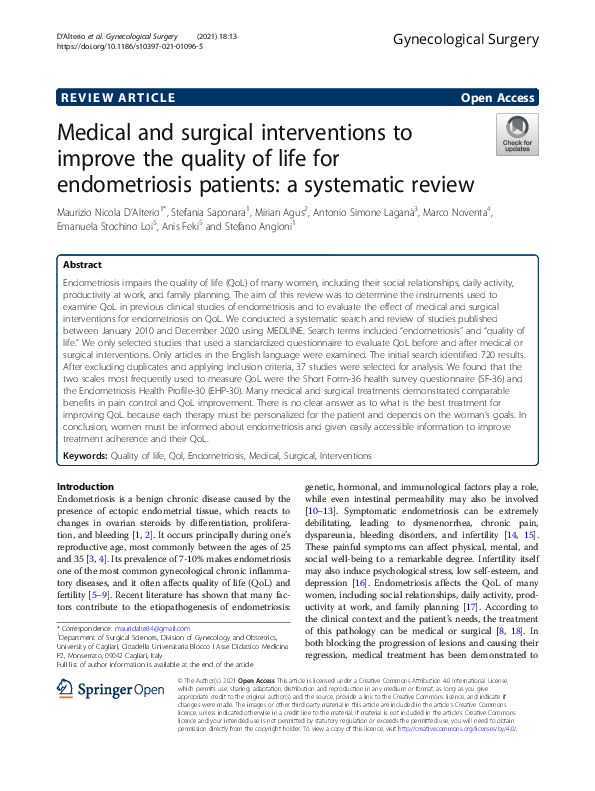 Pdf Medical And Surgical Interventions To Improve The Quality Of Life 5731
