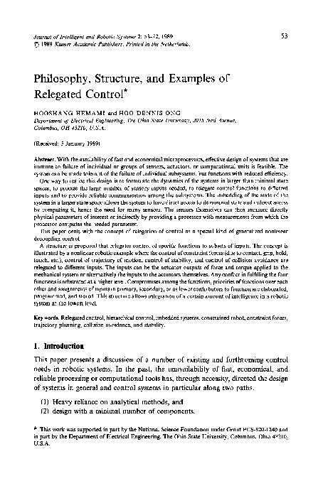 (PDF) Philosophy, structure, and examples of relegated control