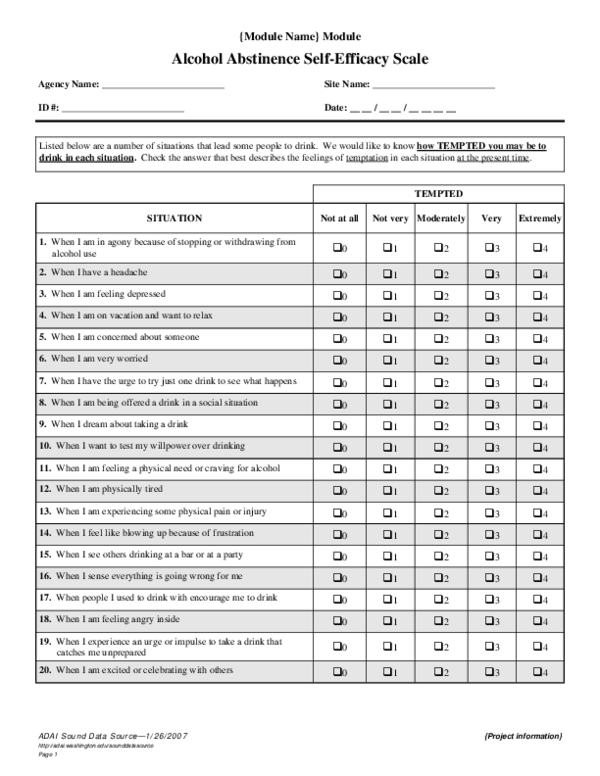 (PDF) Alcohol Abstinence Self-Efficacy Scale