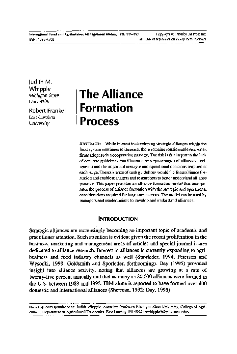 (PDF) The Alliance formation process