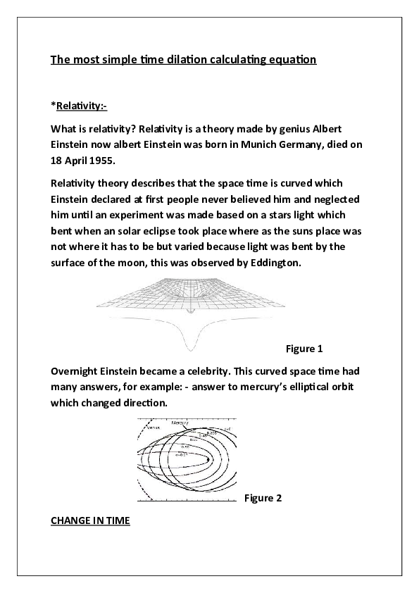 (DOC) The most simple time dilation calculating equation