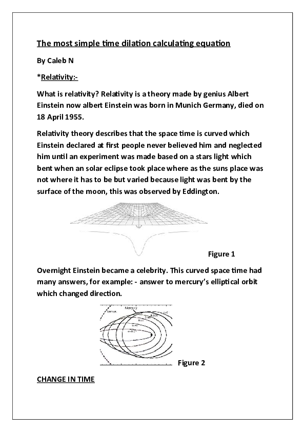 (DOC) The most simple time dilation calculating equation