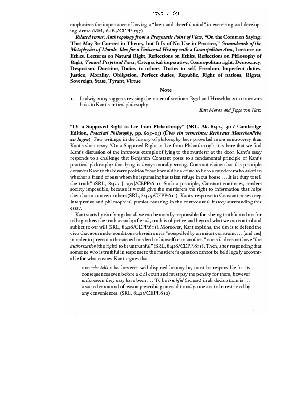 (PDF) On a Supposed Right to Lie from Philanthrophy | Helga Varden ...