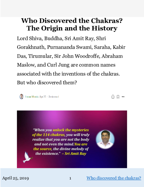 (PDF) Who Discovered the Chakras? The Origin and the History