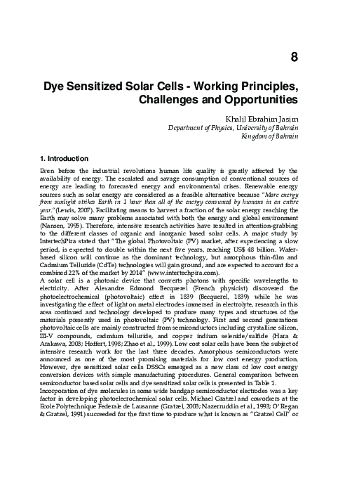 (PDF) Dye Sensitized Solar Cells - Working Principles, Challenges and ...