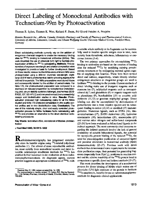 (PDF) Direct labeling of monoclonal antibodies with technetium-99m by ...