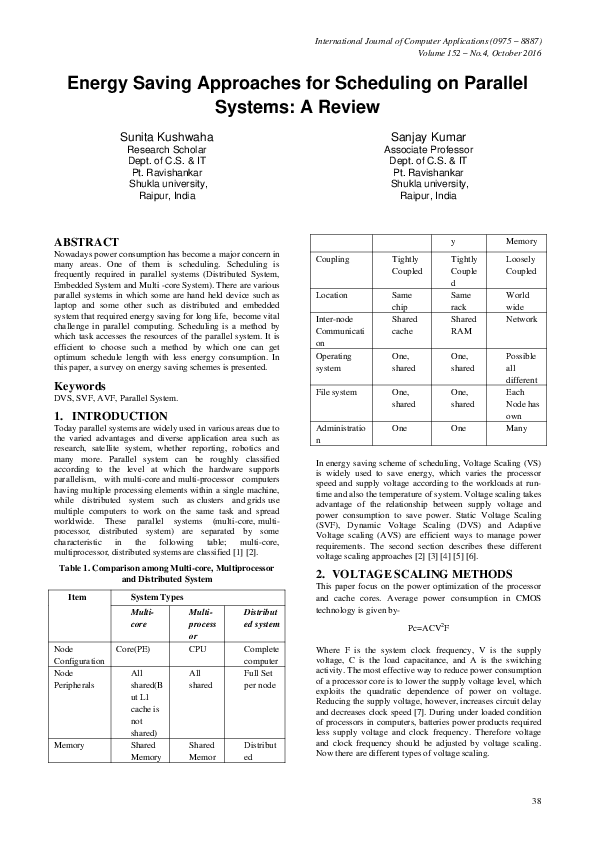 (PDF) Energy Saving Approaches for Scheduling on Parallel Systems: A Review (PDF) Energy Saving Approaches for Scheduling on Parallel Systems: A Review