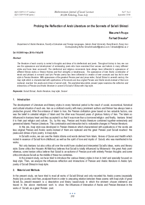 (PDF) Probing the Reflection of Arab Literature on the Sonnets of Sa ...
