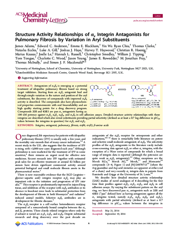 (PDF) Aryl Substituents in αv Integrin Antagonists