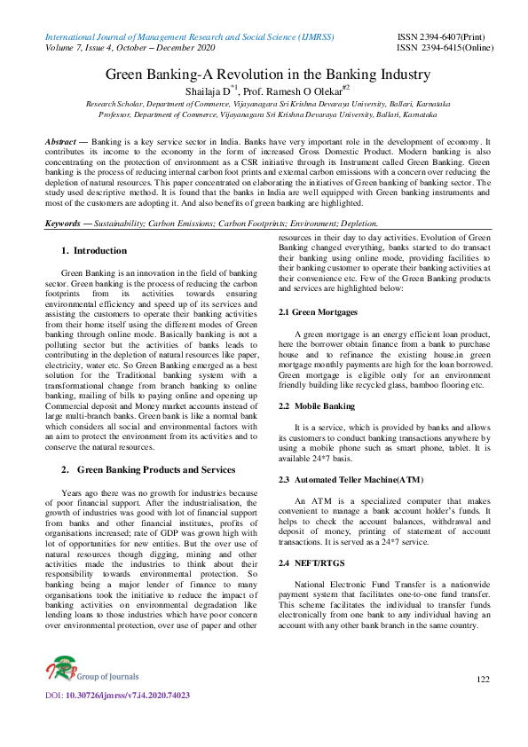 (PDF) Green Banking-A Revolution in the Banking Industry