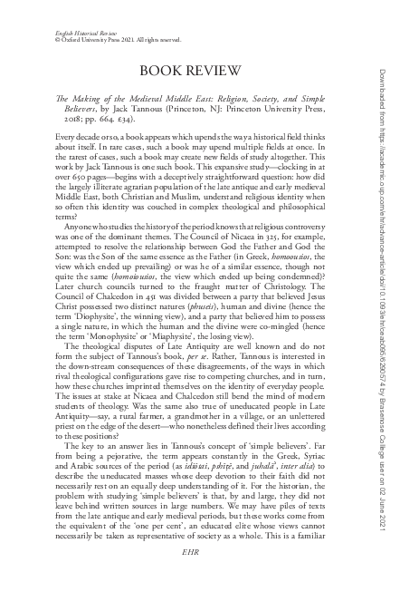 (PDF) (2021) Review of Jack Tannous, Making of the Medieval Middle East ...