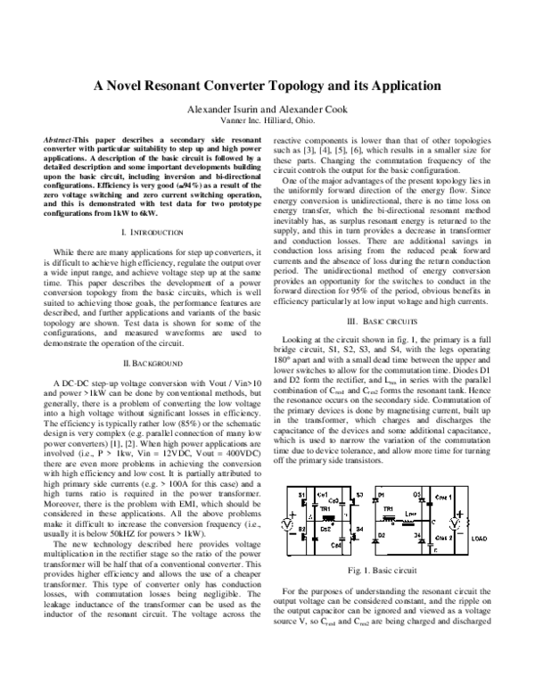 (PDF) A novel resonant converter topology and its application