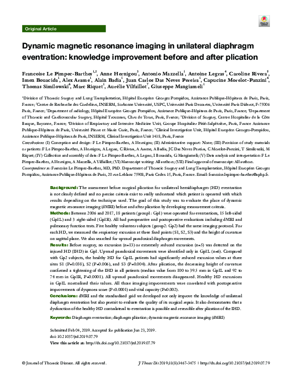 Dynamic magnetic resonance imaging in unilateral diaphragm eventration ...