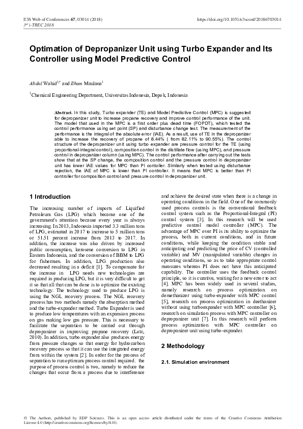 (PDF) Optimation of Depropanizer Unit using Turbo Expander and Its Controller using Model ...