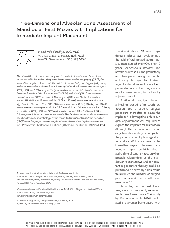 (PDF) Three-Dimensional Alveolar Bone Assessment of Mandibular First Molars with Implications ...