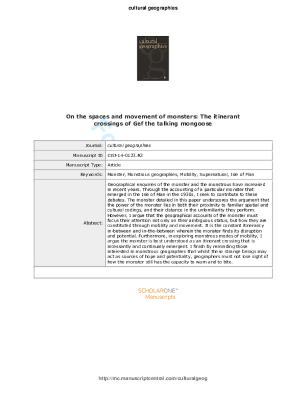 (PDF) On the spaces and movement of monsters: the itinerant crossings ...