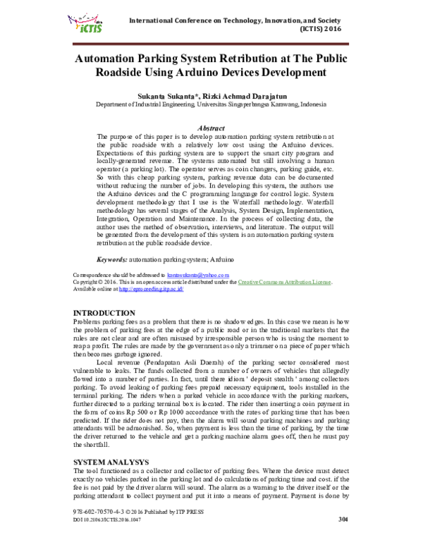 (PDF) Automation Parking System Retribution at The Public Roadside ...