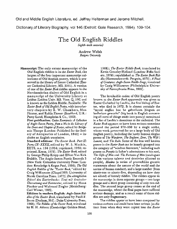 (PDF) The Old English Riddles