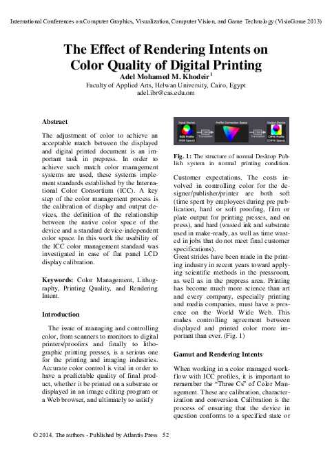 (PDF) The Effect of Rendering Intents on Color Quality of Digital Printing