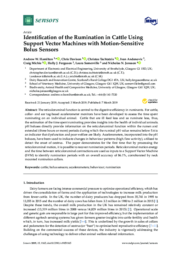 (PDF) Identification of the Rumination in Cattle Using Support Vector ...