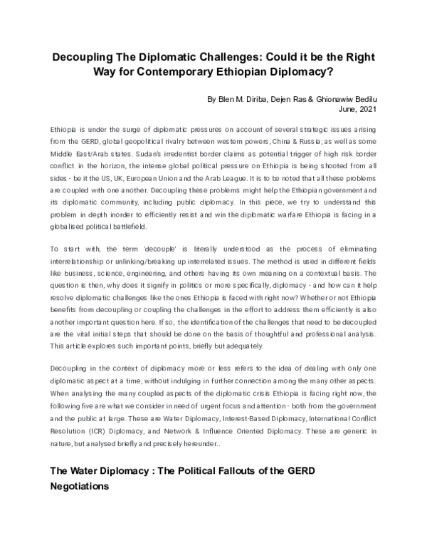 (PDF) Decoupling The Diplomatic Challenges: Could It Be the Right Way ...