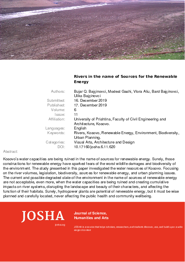 (PDF) Rivers in the name of Sources for the Renewable Energy | vlora ...
