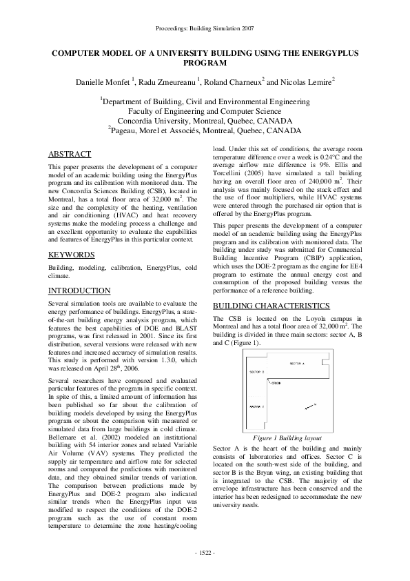 (PDF) Computer Model of a University Building Using the Energyplus Program