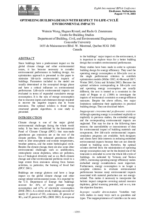 (PDF) Optimizing building design with respect to life-cycle environmental impacts