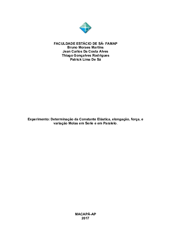 (DOC) Estudo da Determinação da Constante Elástica, Elongação, Força, e ...