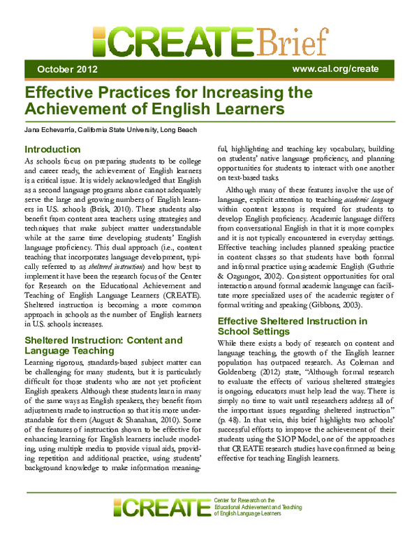 (PDF) Boosting Achievement in English Learners