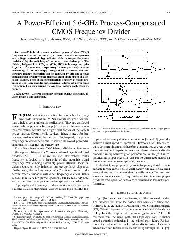 (PDF) A Power-Efficient 5.6-GHz Process-Compensated CMOS Frequency Divider