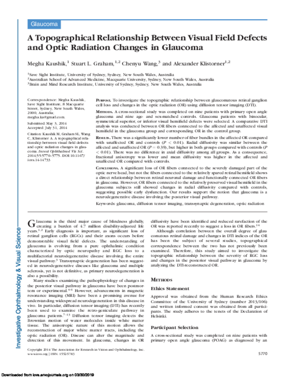 (PDF) A topographical relationship between visual field defects and ...