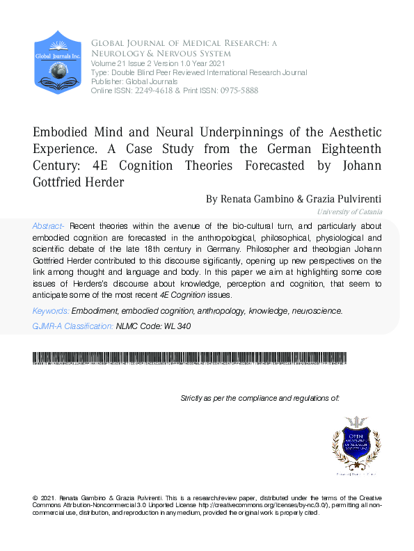 (PDF) Embodied Mind and Neural Underpinnings of the Aesthetic ...