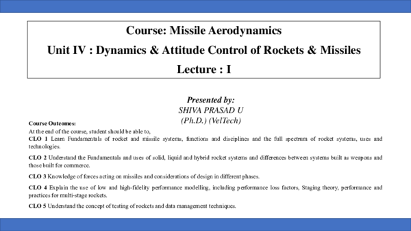 (PDF) Unit 4 : Dynamics & Attitude Control of Rockets & Missiles