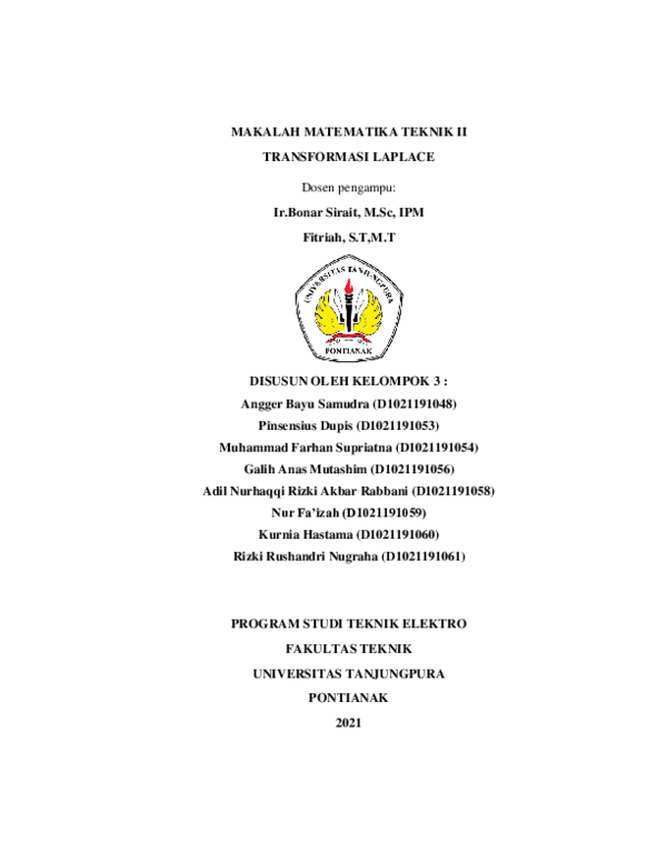 (PDF) MATEMATIKA TEKNIK II(TKE-200)_KELOMPOK 3