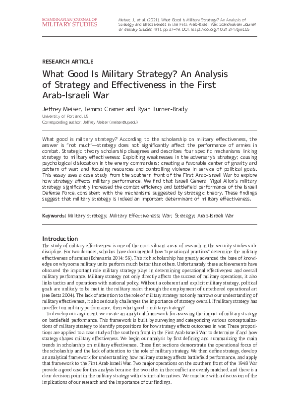 (PDF) What Good Is Military Strategy? An Analysis of Strategy and ...