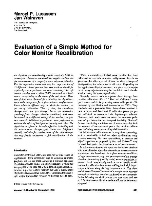 (PDF) Evaluation of a simple method for color monitor recalibration