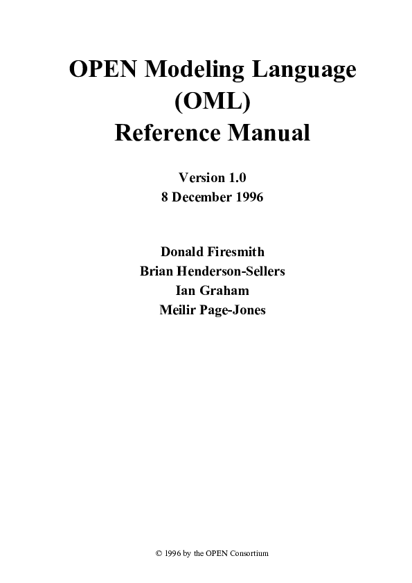 (DOC) OPEN modeling language (OML) reference manual
